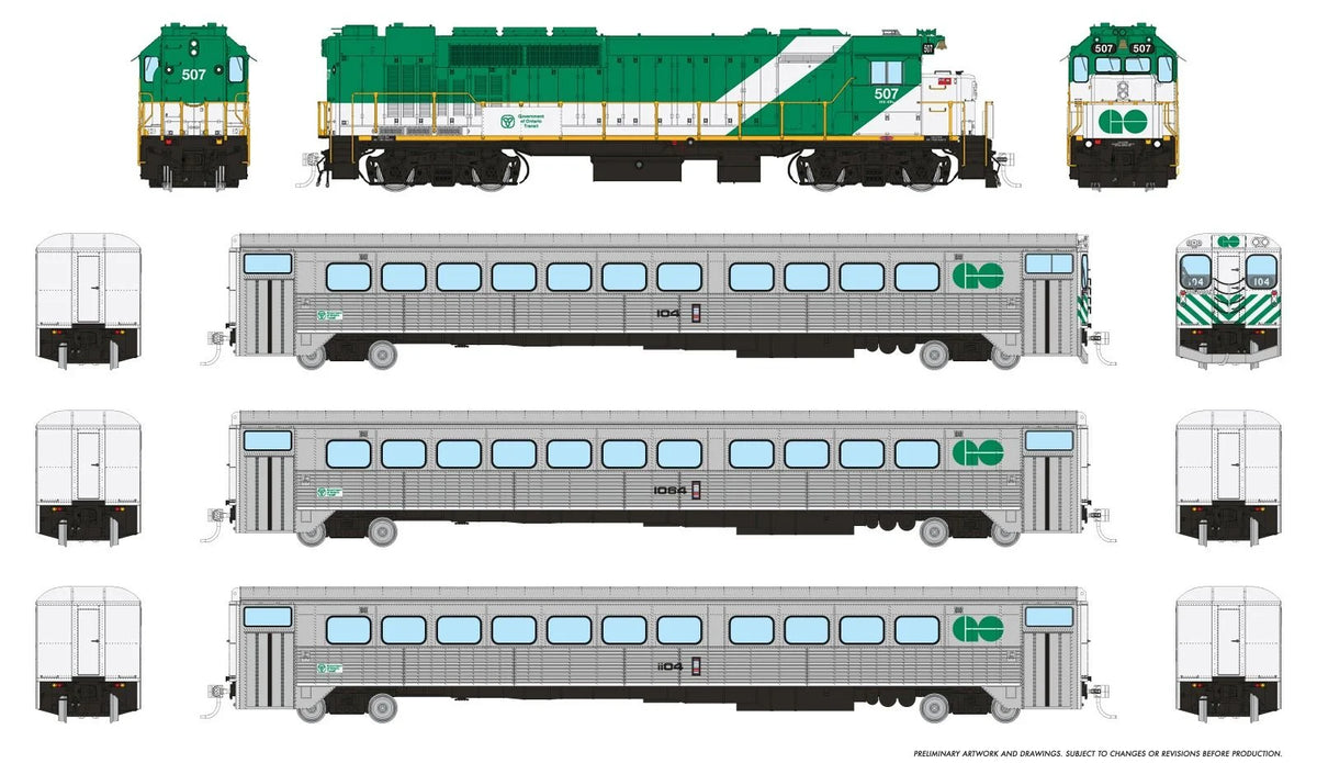 Rapido Trains 226008 HO Scale GO Transit "Late" Passenger Train Set #2 ...