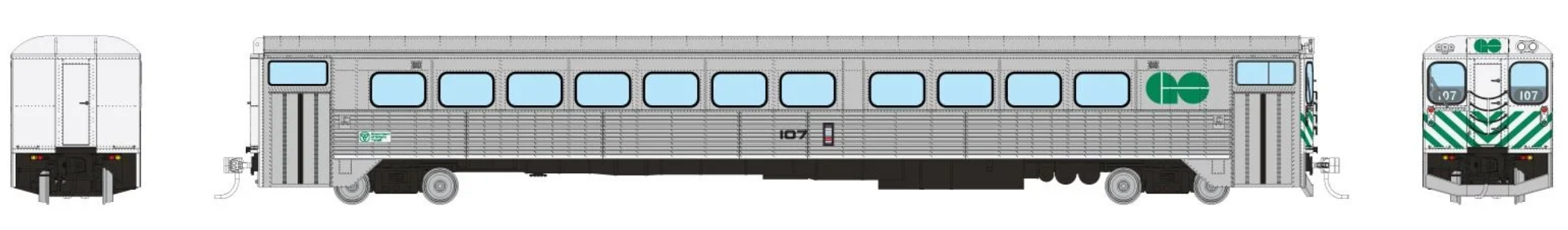 Rapido Trains 226103 HO Scale H-S Commuter Cab Coach GO Transit 107 ...