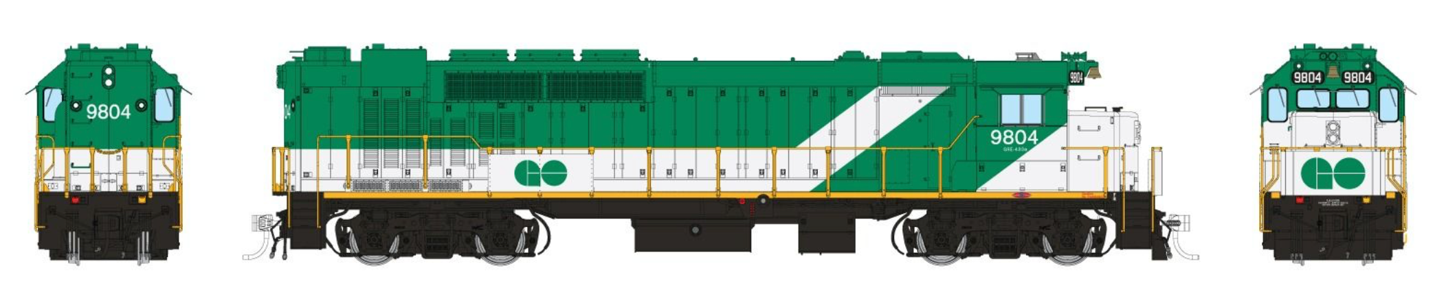 Rapido Trains 34506 HO Scale GP40TC Diesel GO Transit 9804 (DC/DCC/Sou ...