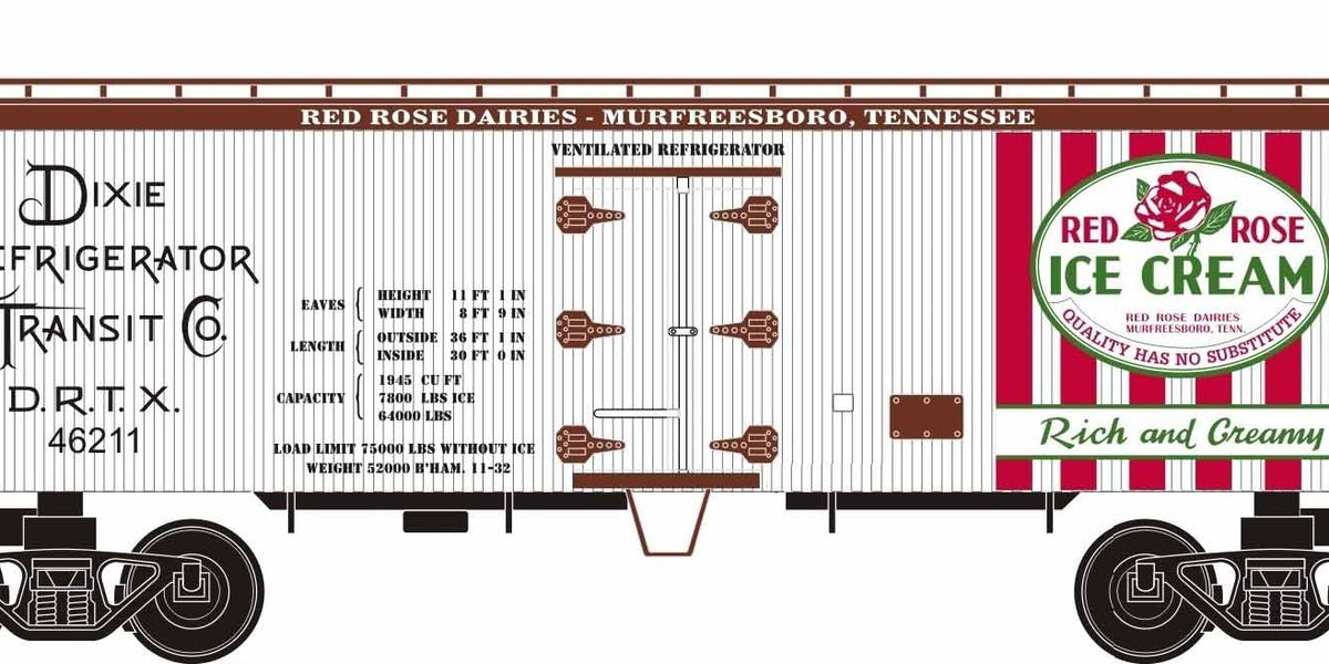 Ready Made Trains (RMT) 86199-10 O Scale 36' Wood Side Reefer Car Red ...