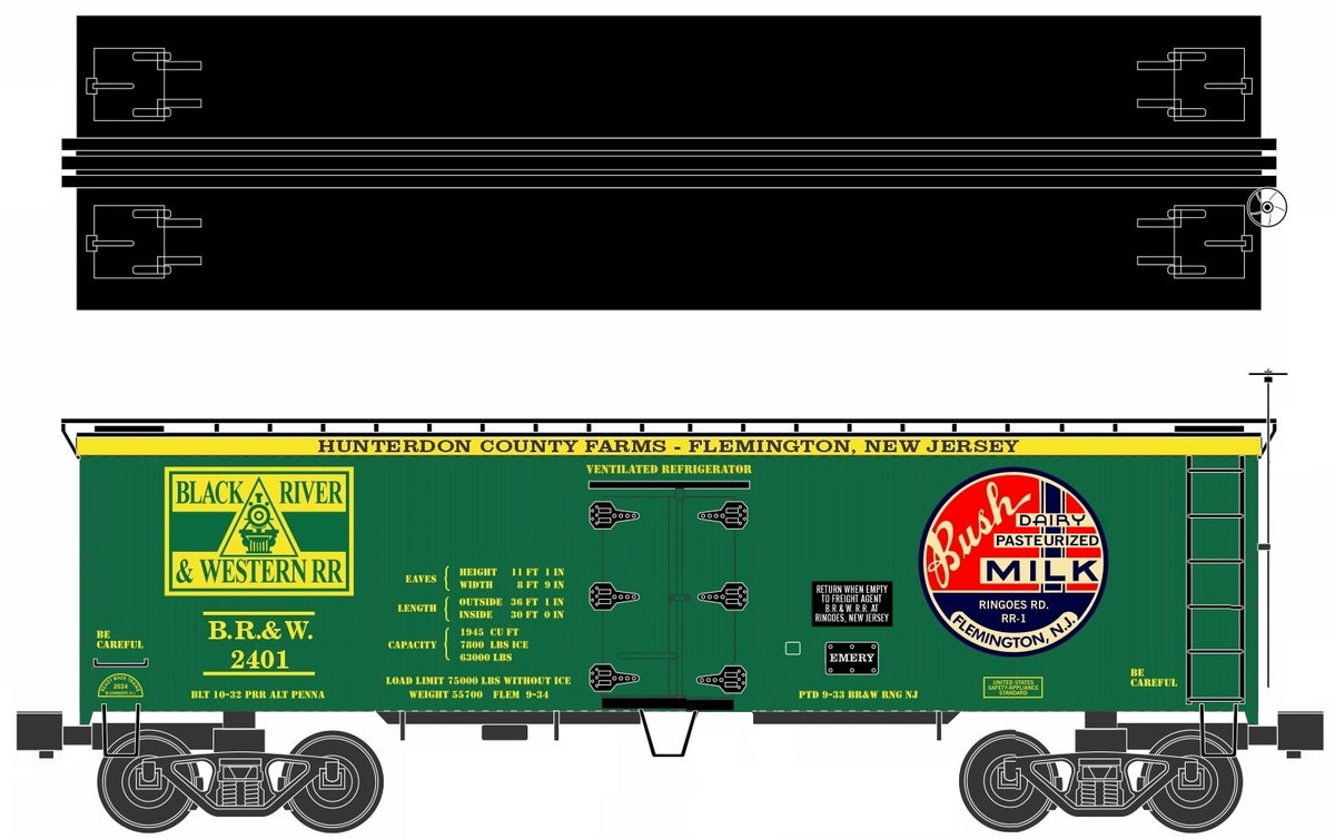 Ready Made Trains (RMT) 86199-11 O Scale 36' Wood Side Reefer Car Blac ...