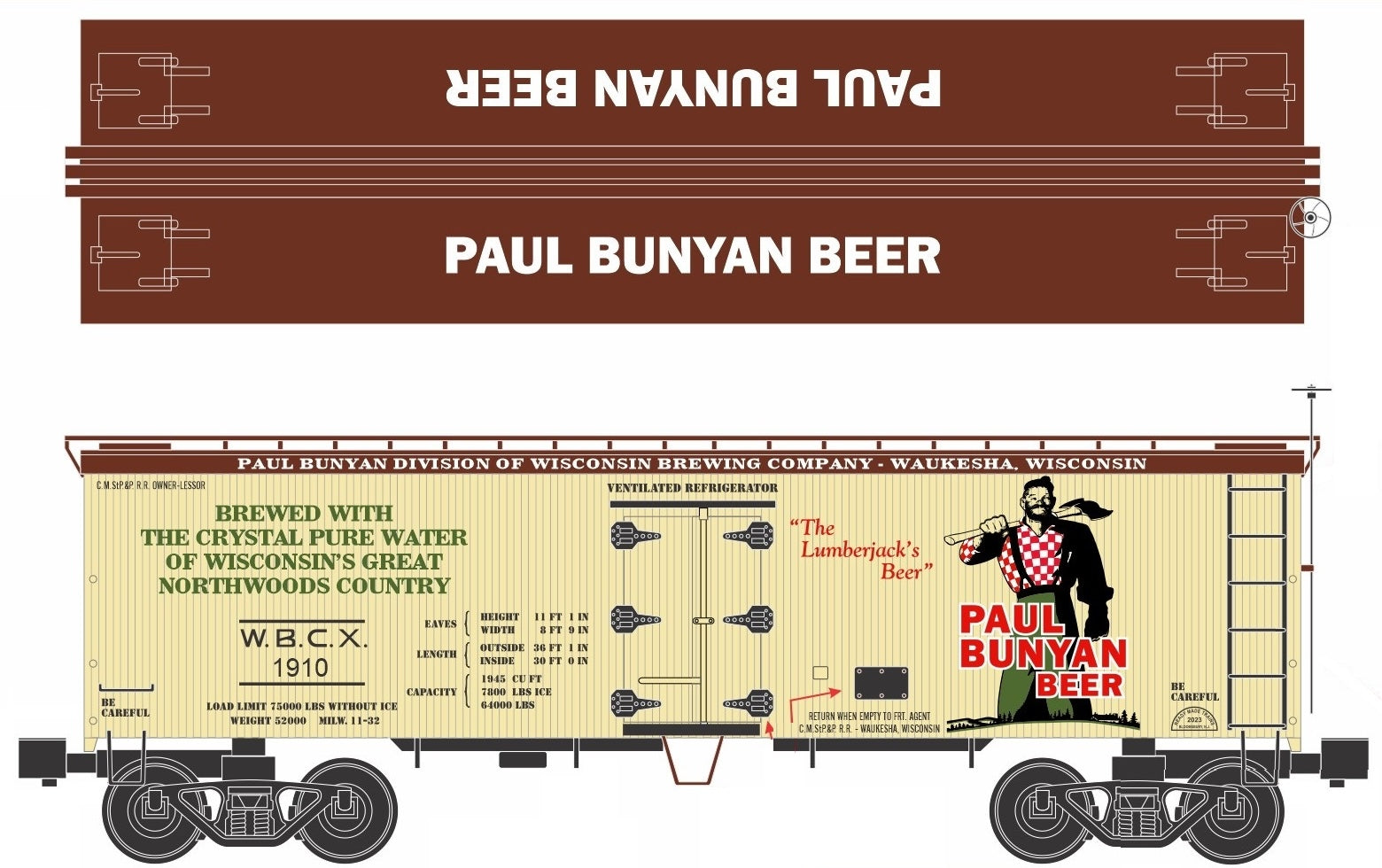 Ready Made Trains (RMT) 86199-147 O Scale 36' Wood Side Reefer Car Pau ...