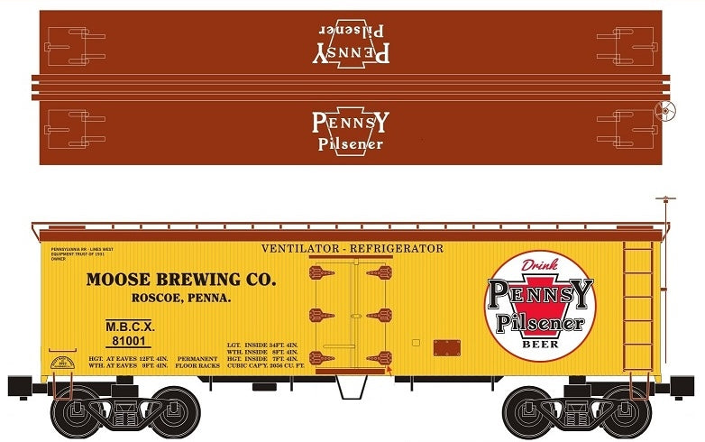 Ready Made Trains (RMT) 86199-95 O Scale 36' Wood Side Reefer Car Penn ...