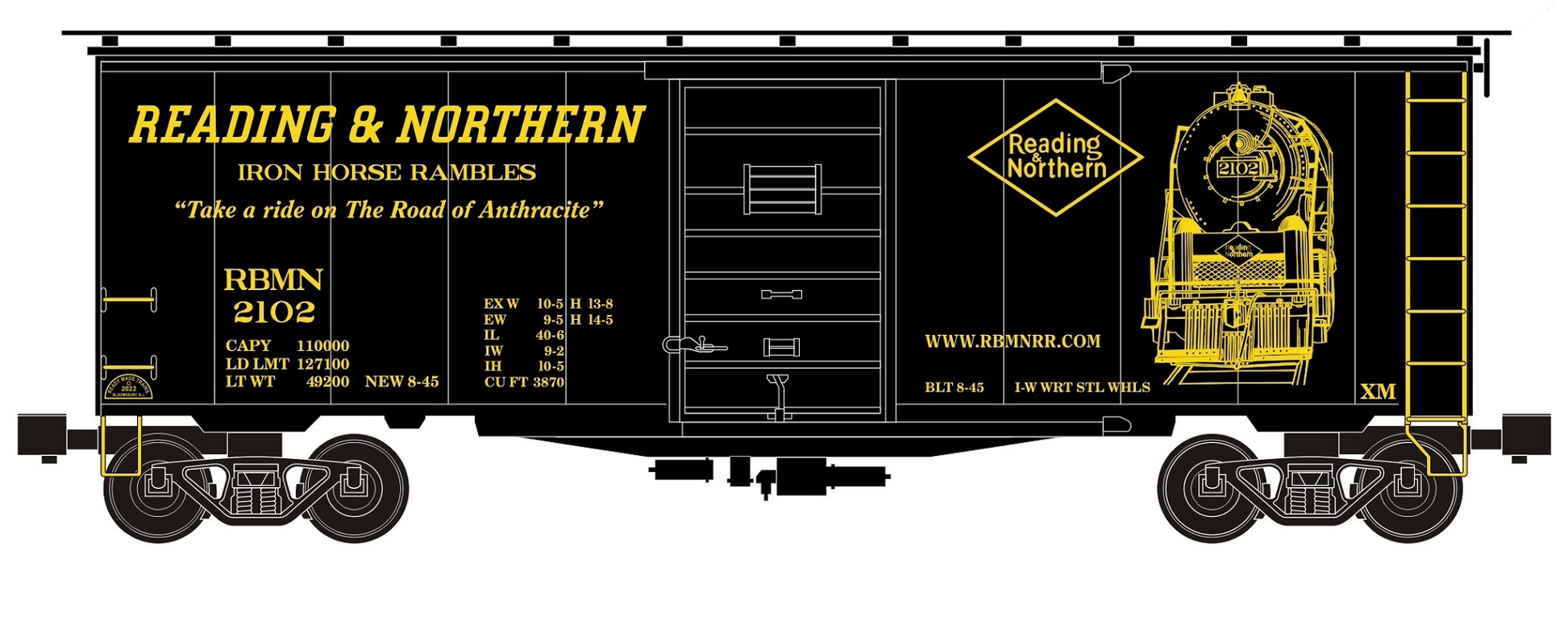 Ready Made Trains (RMT) 964122 O Gauge Boxcar Reading & Northern - Bla ...