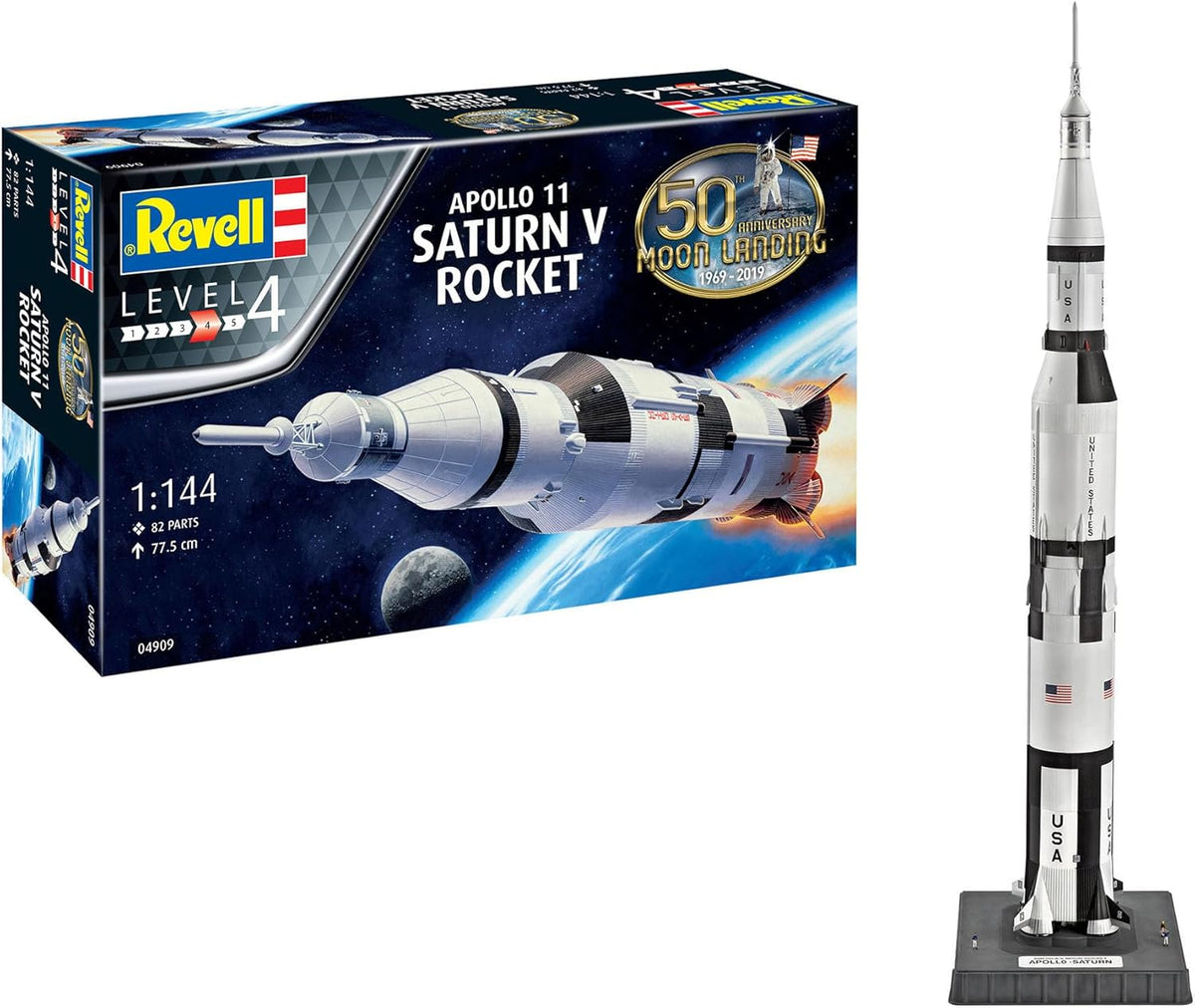 Revell 04909 1/144 Apollo 11 Saturn V Rocket Skill 4 Model Kit — White ...