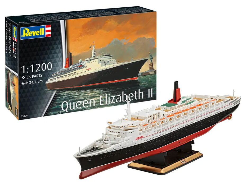 Revell 05806 1/1200 Queen Elizabeth II Ocean Liner Skill Level 4 Model ...