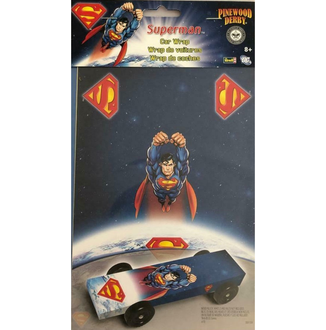 Revell 9411 BSA Pinewood Derby Superman Car Wrap Decal — White Rose Hobbies