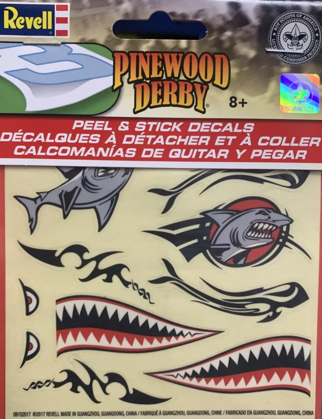 Revell 9455 BSA Pinewood Derby Peel & Stick Decal Shark — White Rose ...