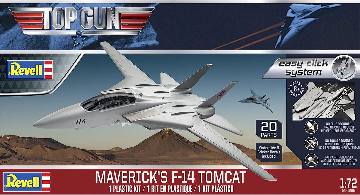 Revell-MONOGRAM 85-1268 1/72 F-14 A Tomcat Top Gun Level 2 Easy-Click ...