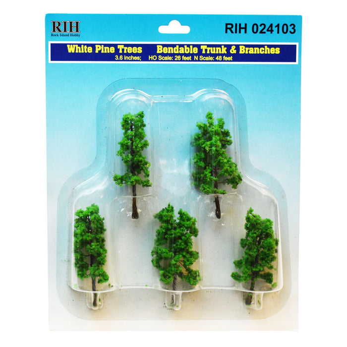 Rock Island Hobby 24103 White Pine Trees 5 Pack — White Rose Hobbies