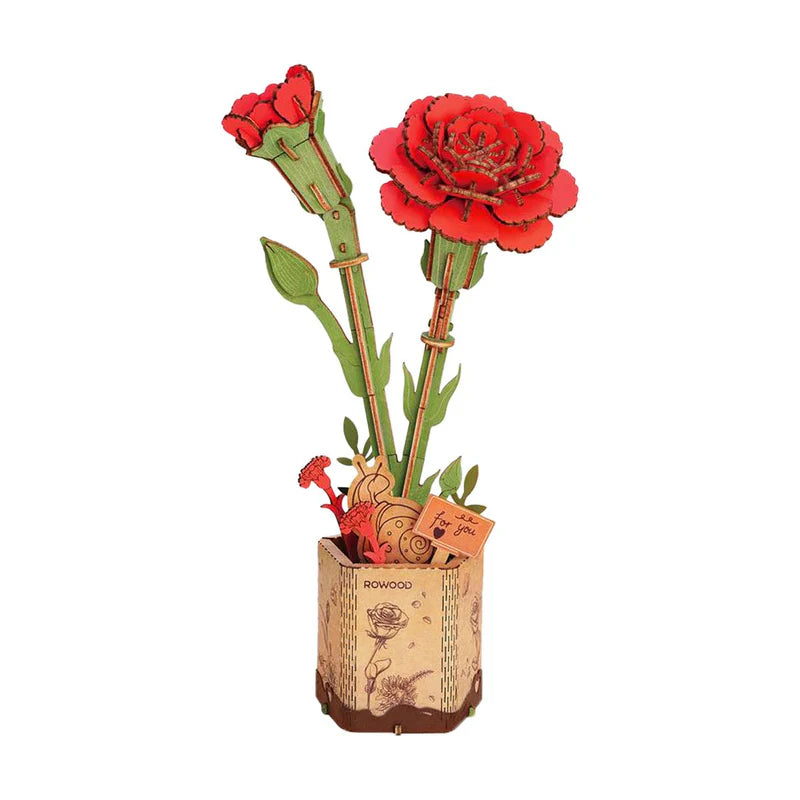 Rowood TW052 3D Wooden Puzzle - Red Carnation — White Rose Hobbies