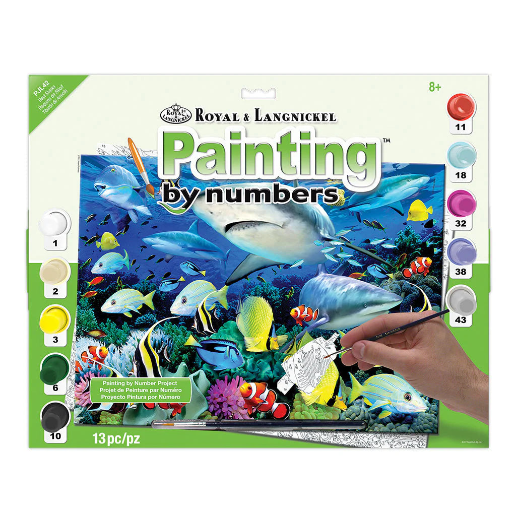 Royal & Langnickel 37370 Reef Sharks Paint by Number (11.25"x15.375 ...