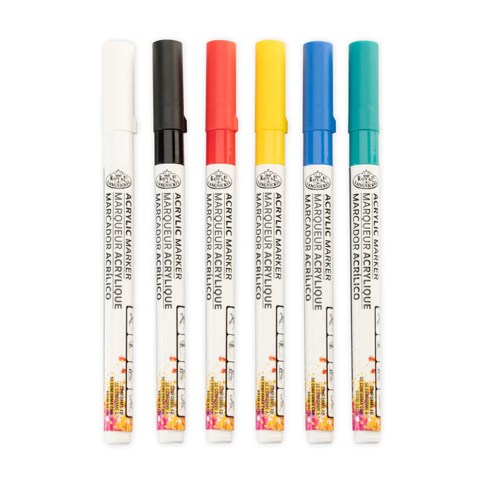 Royal & Langnickel 6892 Primary Colors Acrylic Paint Marker Set 1.2mm ...