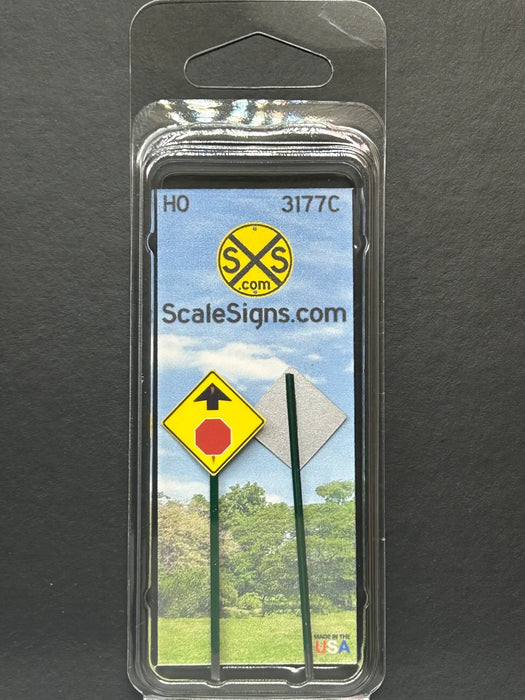 ScaleSigns HO-3177C HO Scale Stop Ahead Sign (2 Pack) — White Rose Hobbies
