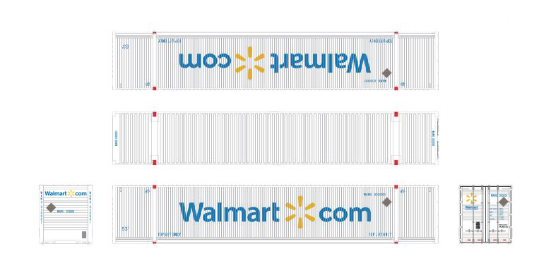 ScaleTrains 11605 HO Scale CIMC 53' Dry Container Walmart WAMU 3 Pack ...