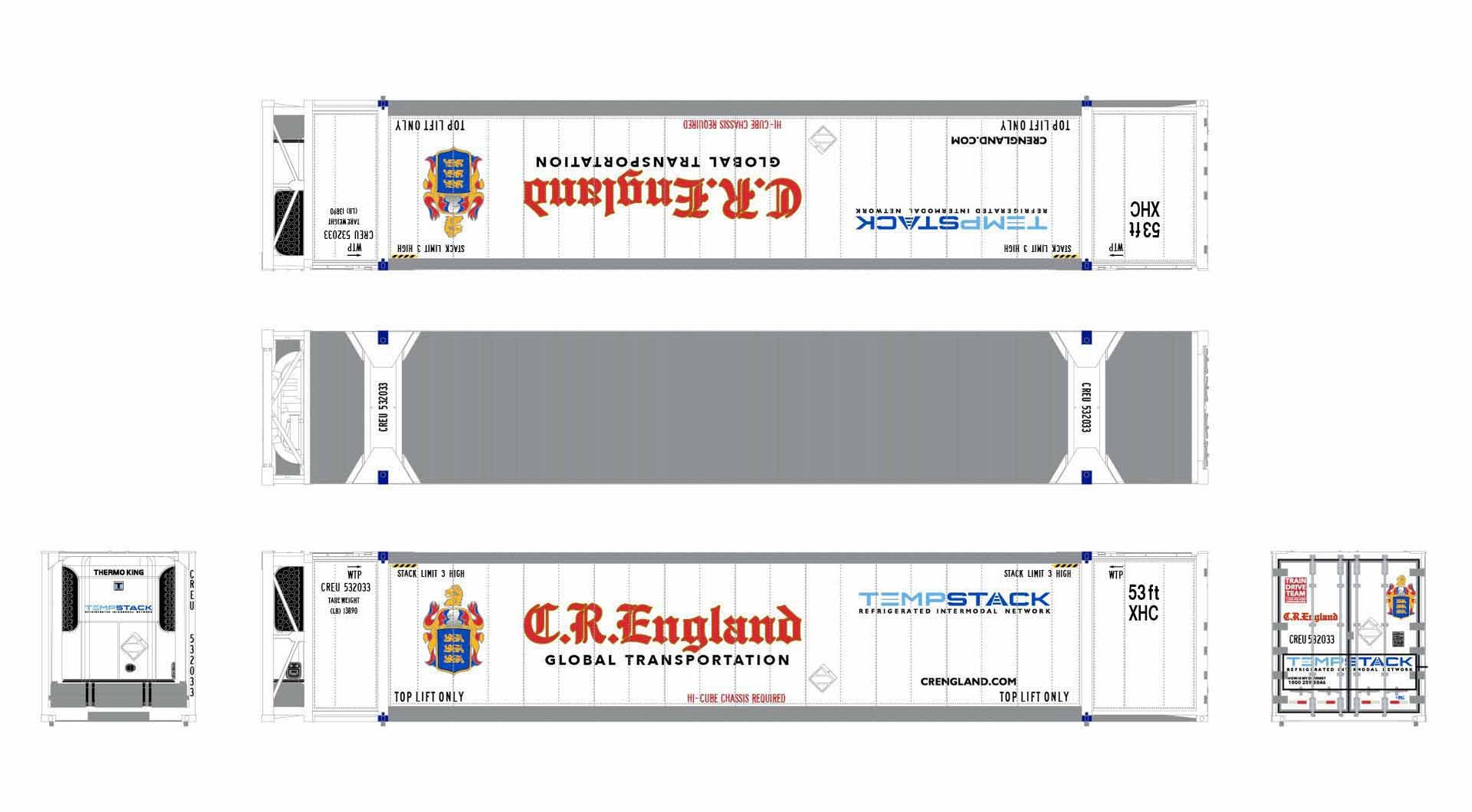 ScaleTrains 11699 HO Scale CIMC 53' Reefer Container CR England CREU 3 ...
