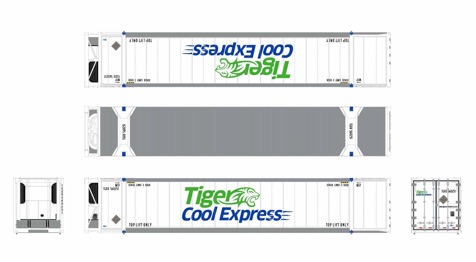 ScaleTrains 11715 HO Scale CIMC 53' Reefer Container Tiger Cool Expres ...