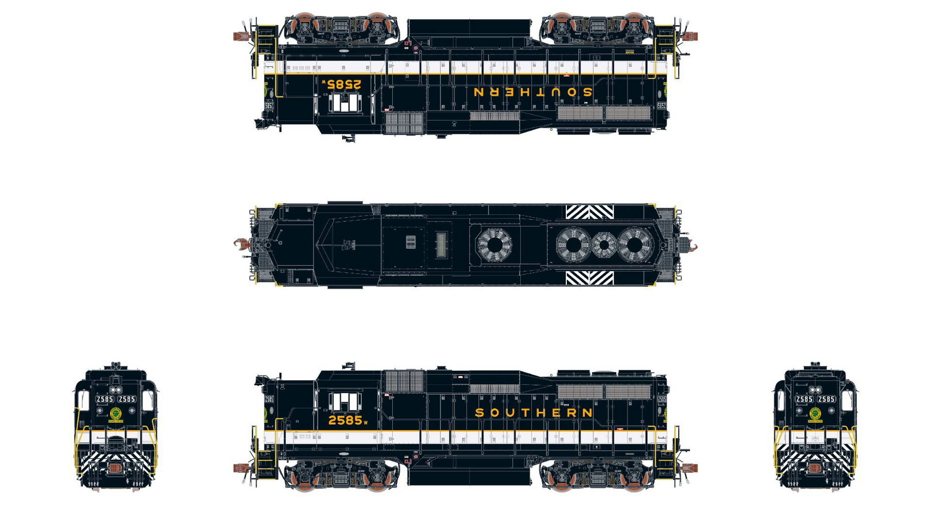ScaleTrains Rivet 39242 HO Scale EMD GP30 Southern "Dulux" 2588 — White ...