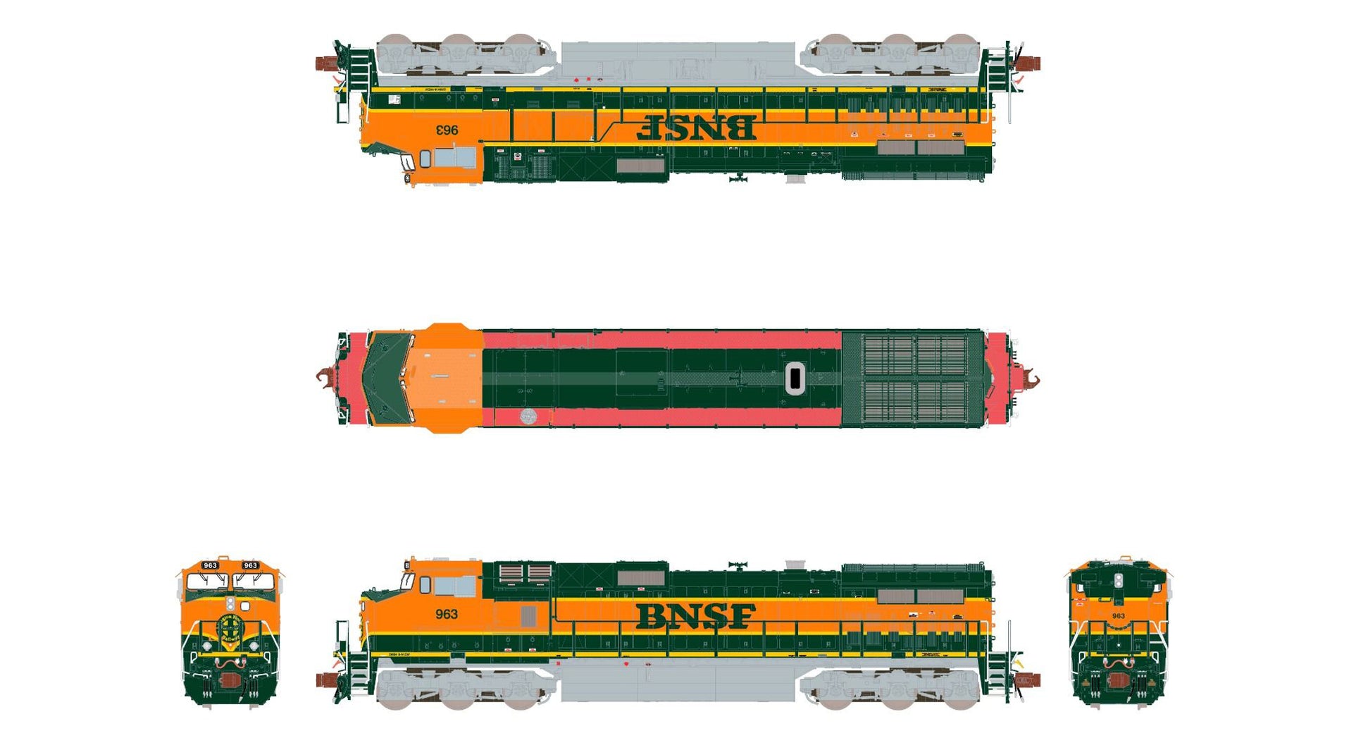 ScaleTrains Rivet 38676 N Scale GE DASH 9 Diesel BNSF Heritage I 970 ...