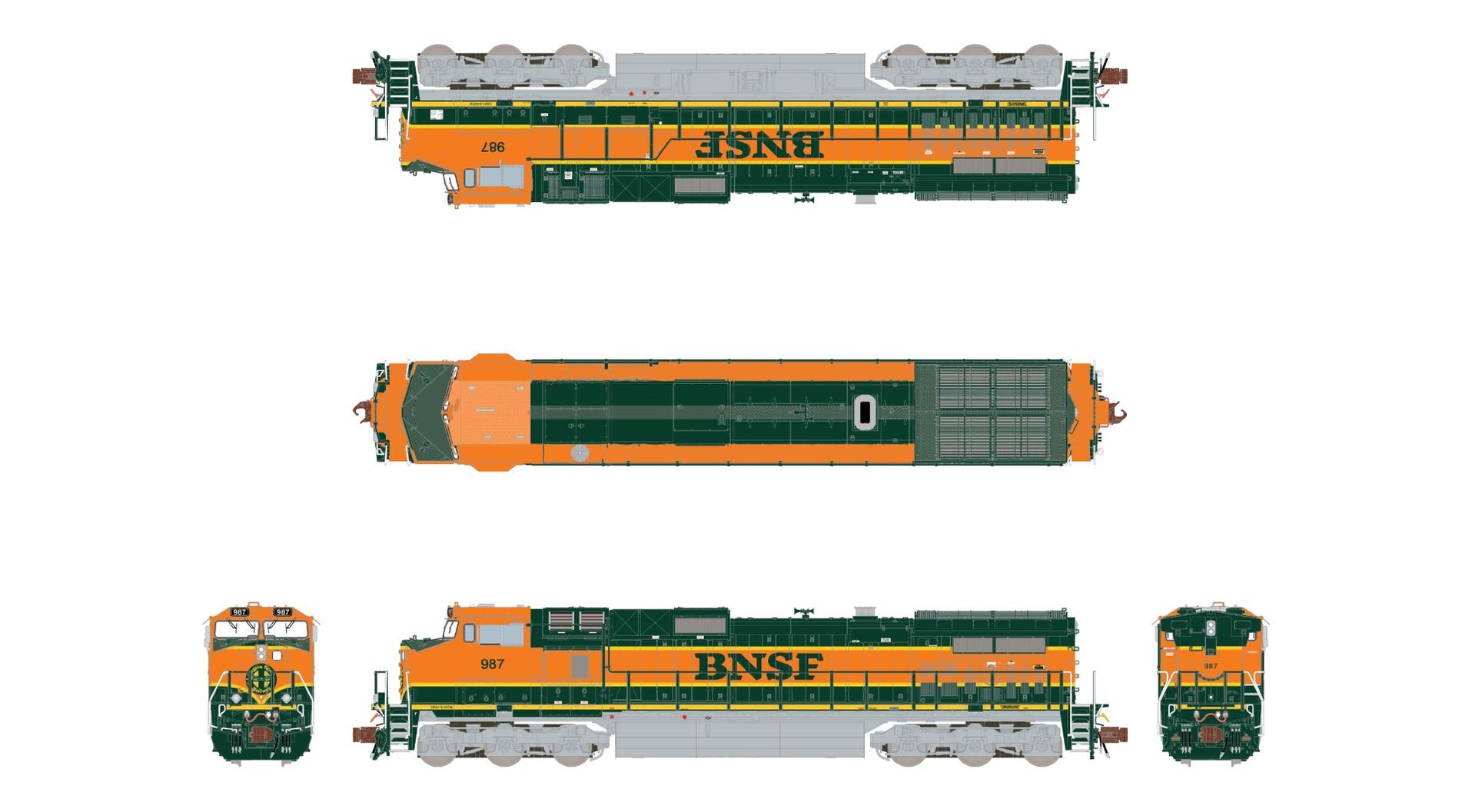 ScaleTrains Rivet 38679 N Scale GE DASH 9 Diesel BNSF Heritage I 1000 ...