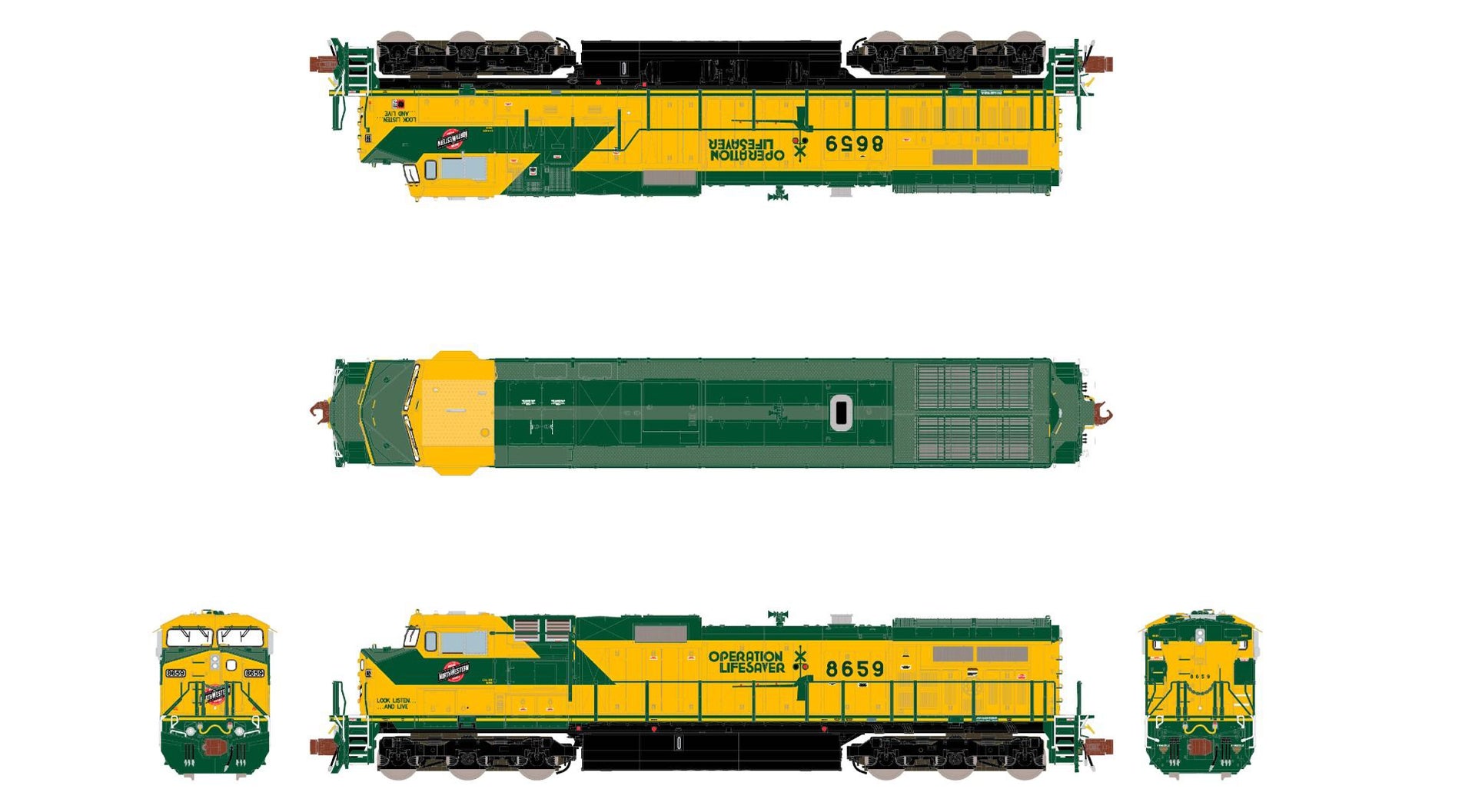 ScaleTrains Rivet 38703 N Scale GE DASH 9 Diesel Chicago & NorthWester ...
