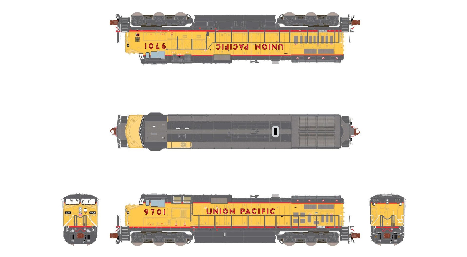 ScaleTrains Rivet 38721 N Scale GE DASH 9 Diesel Union Pacific "Employ ...