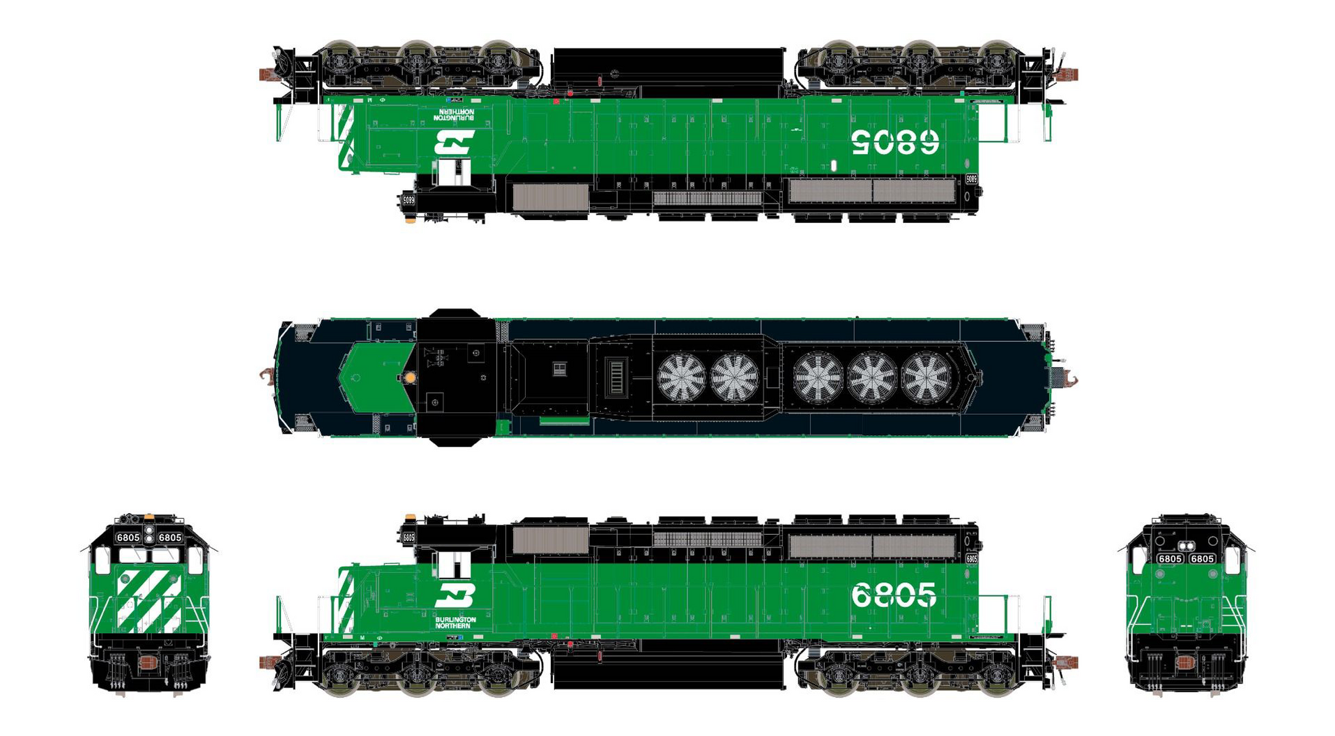 ScaleTrains Rivet 38786 HO Scale EMD SD40-2 Burlington Northern BN 680 — White Rose Hobbies
