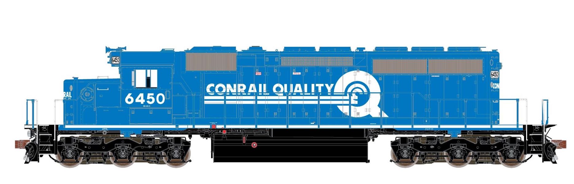 ScaleTrains Rivet 38796 HO Scale EMD SD40-2 Conrail Quality CR 6450 ...