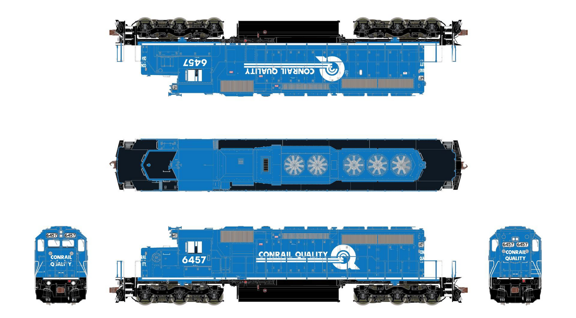 ScaleTrains Rivet 38797 HO Scale EMD SD40-2 Conrail Quality CR 6457 ...