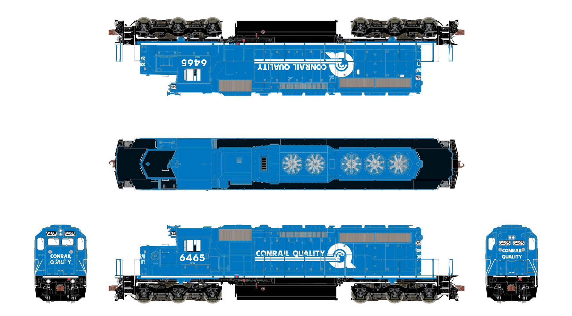 ScaleTrains Rivet 38799 HO Scale EMD SD40-2 Conrail Quality CR 6465 - — White Rose Hobbies
