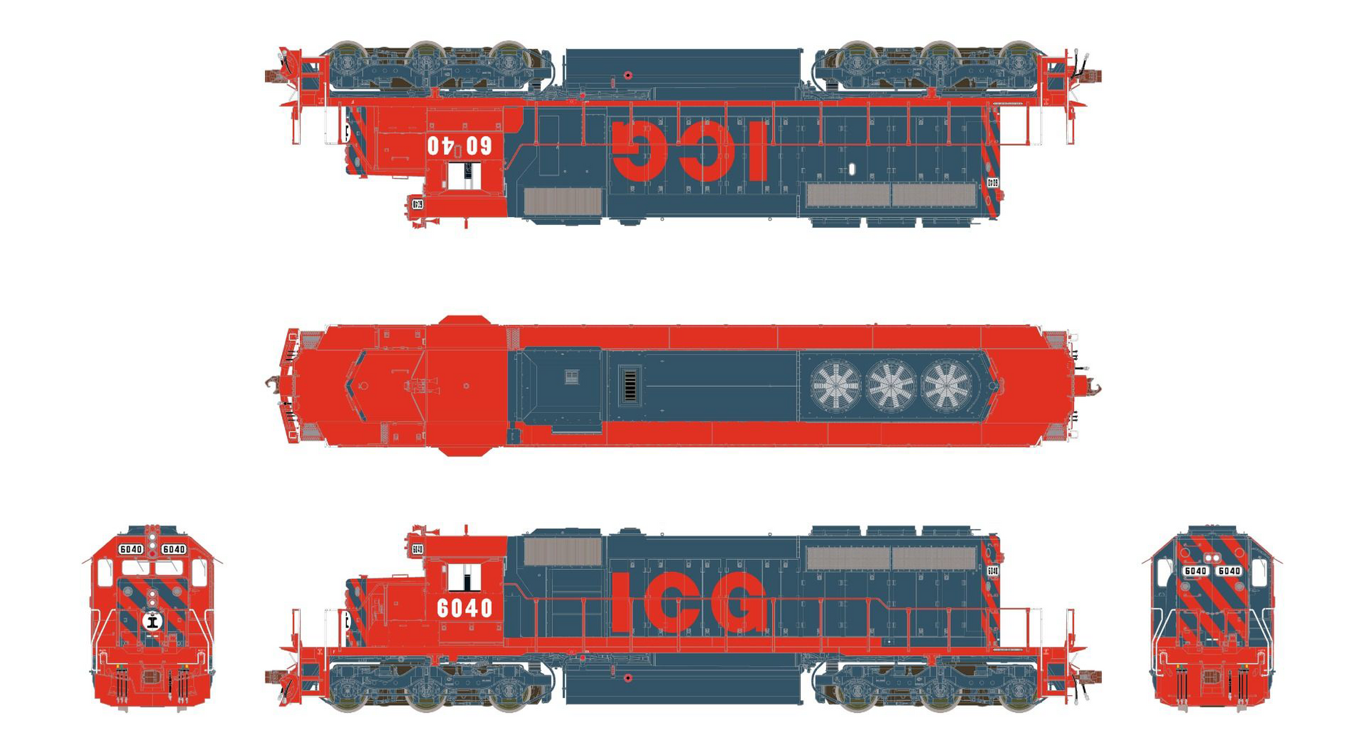 ScaleTrains Rivet 38803 HO Scale EMD SD40-2 Illinois Central Gulf ICG — White Rose Hobbies