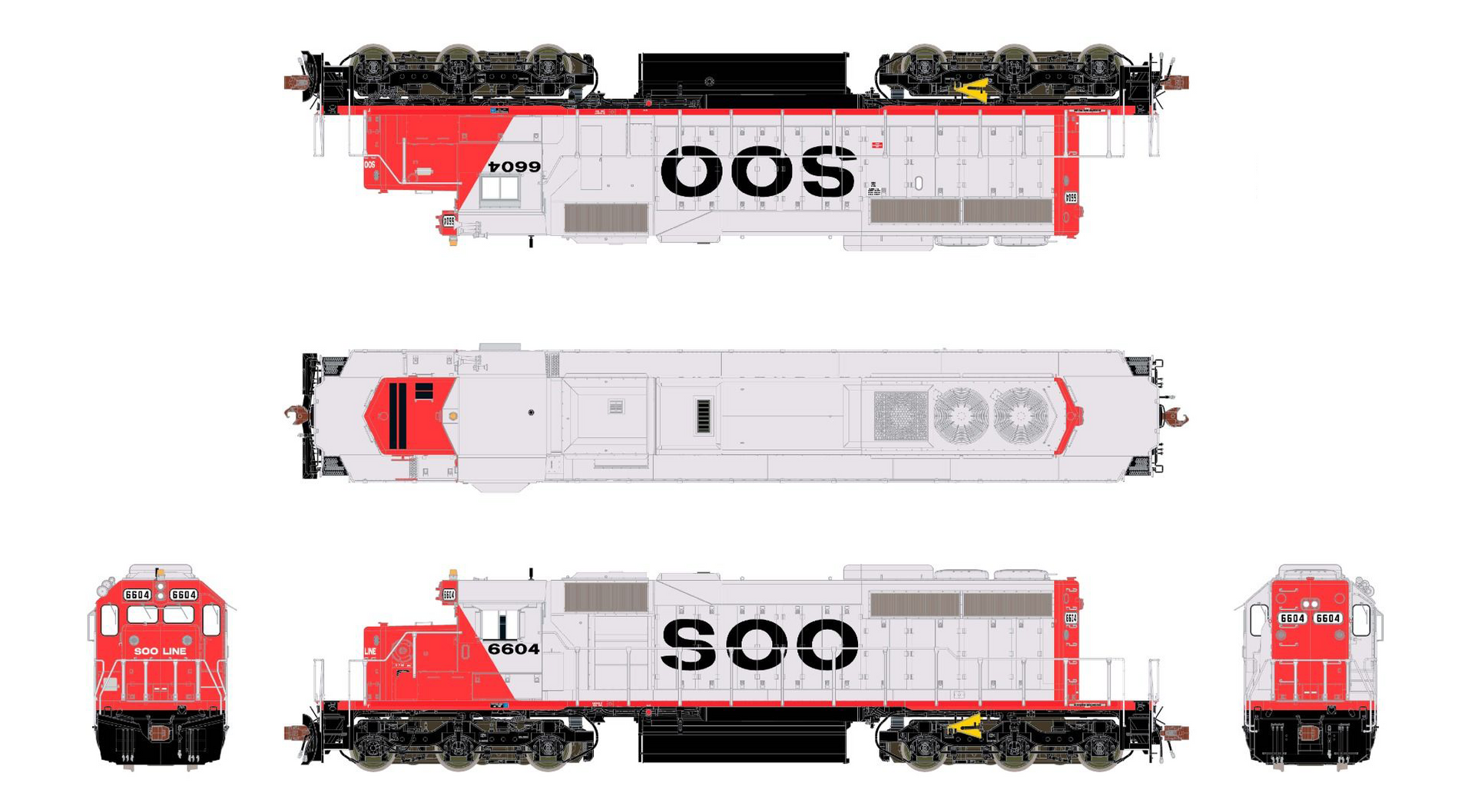 ScaleTrains Rivet 38829 HO Scale EMD SD40-2 SOO Line 6604 - DCC & Soun ...