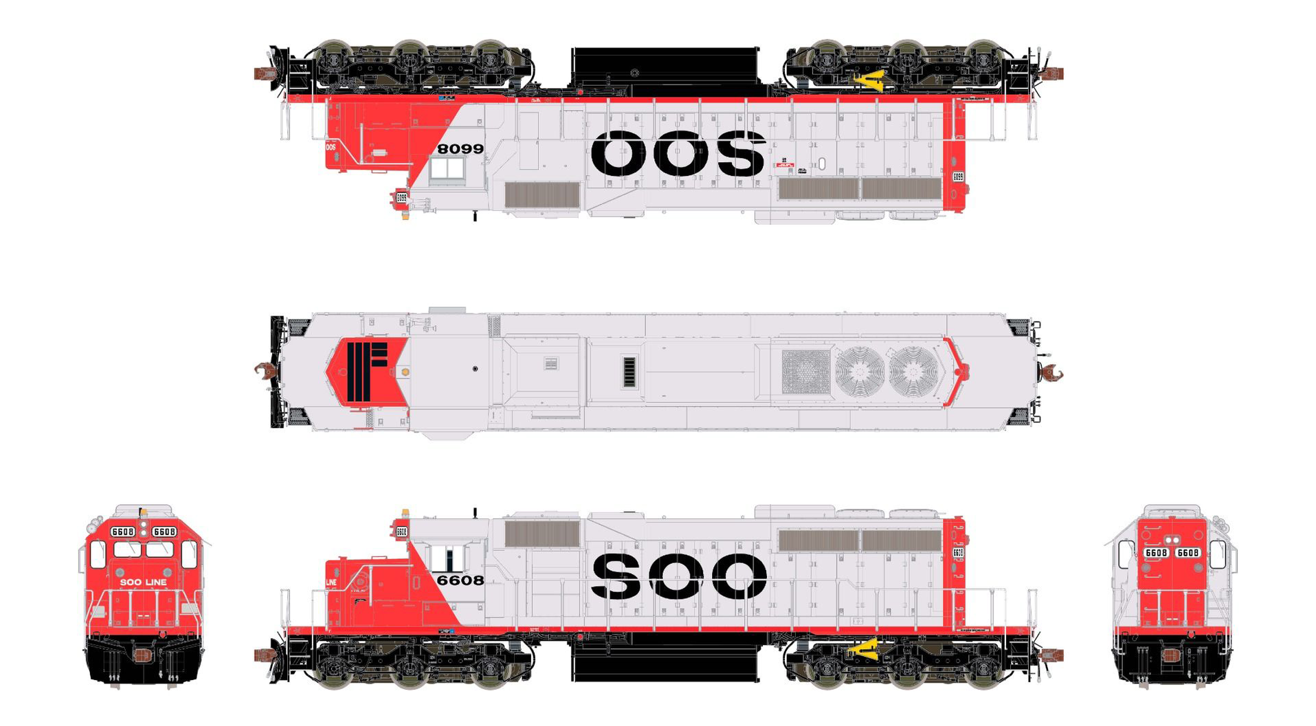 ScaleTrains Rivet 38832 HO Scale EMD SD40-2 SOO Line 6608 - DC — White Rose Hobbies