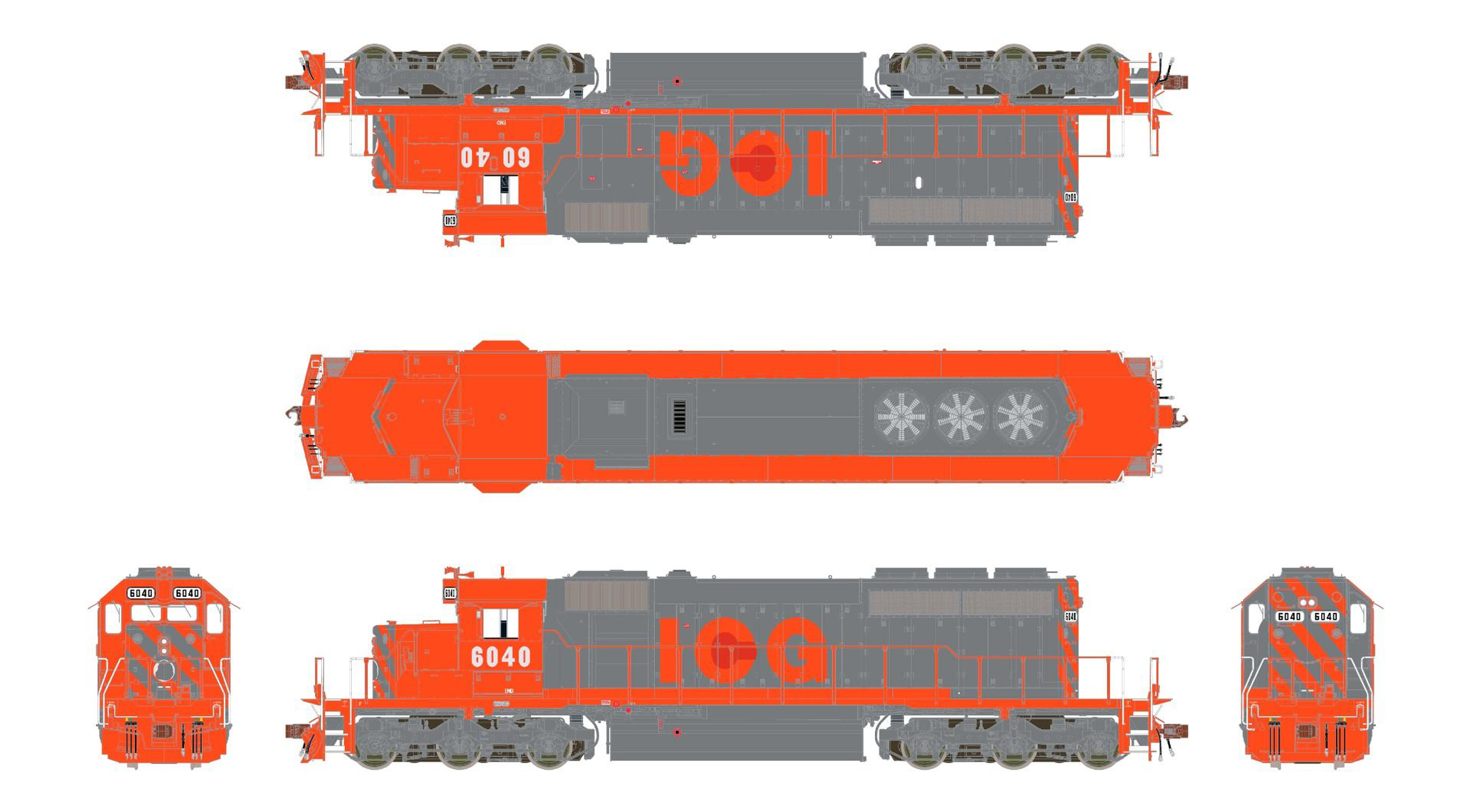 ScaleTrains Rivet 39037 HO Scale EMD SD40-2 Ex-ICG Patched EMD 6040 - DCC & Sound — White Rose ...