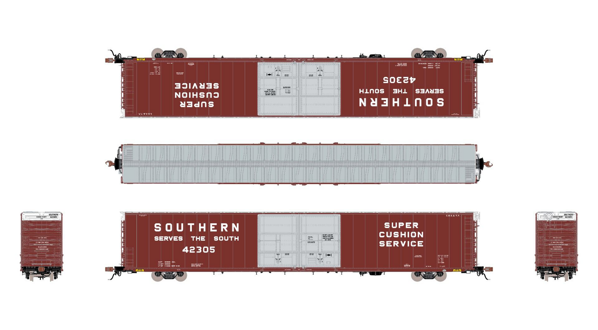 ScaleTrains Rivet 39047 HO Scale Thrall 86' Double Door Boxcar Souther ...