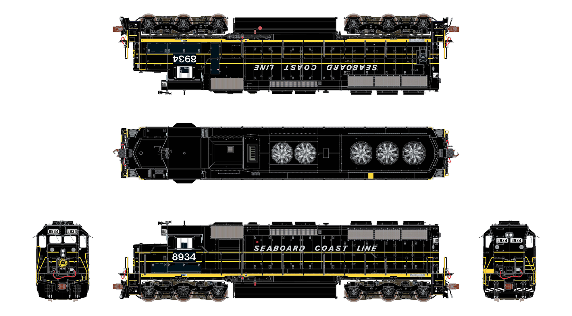ScaleTrains Rivet 39772 HO Scale EMD SD45 Phase IIc Seaboard System"ex — White Rose Hobbies