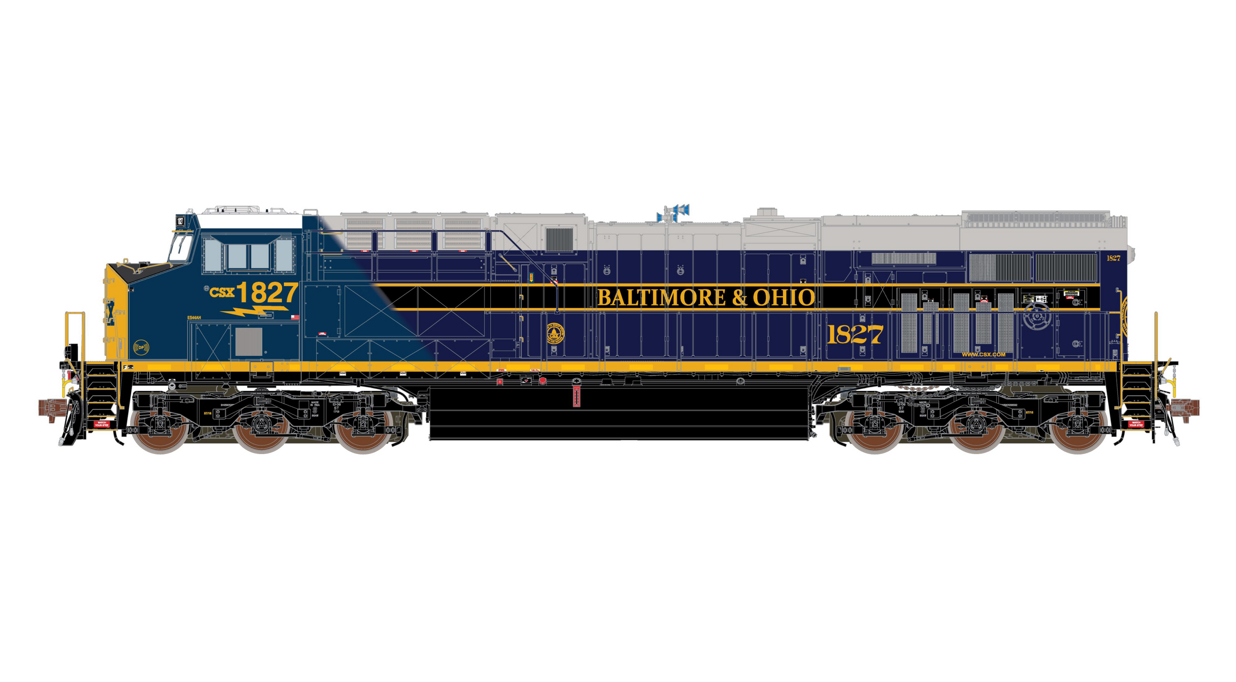 ScaleTrains Rivet 39904 HO Scale GE ES44AH GEVo B&O Heritage CSX 1827 ...