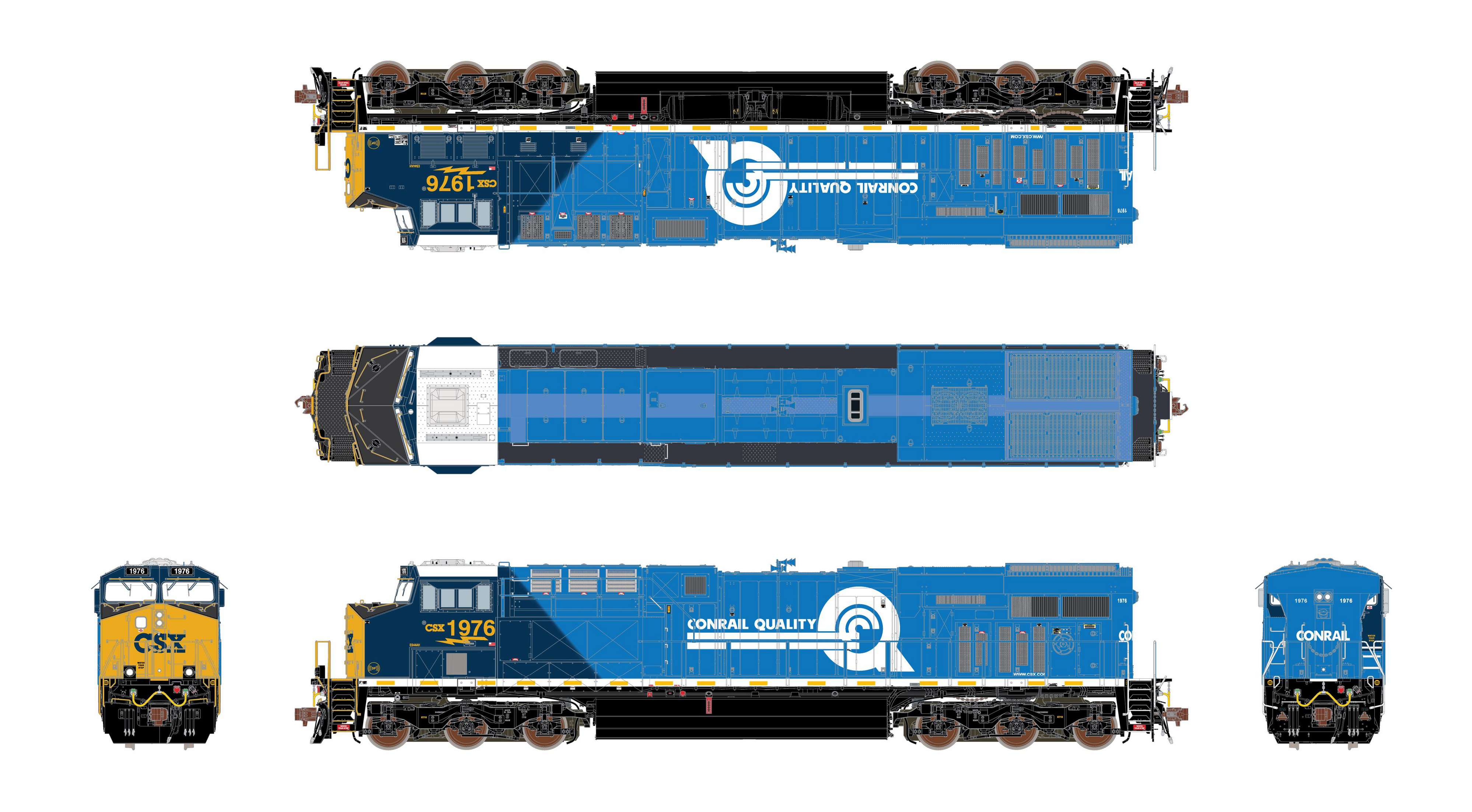 ScaleTrains Rivet 39907 HO Scale GE ES44AH GEVo Conrail Heritage CSX 1 ...
