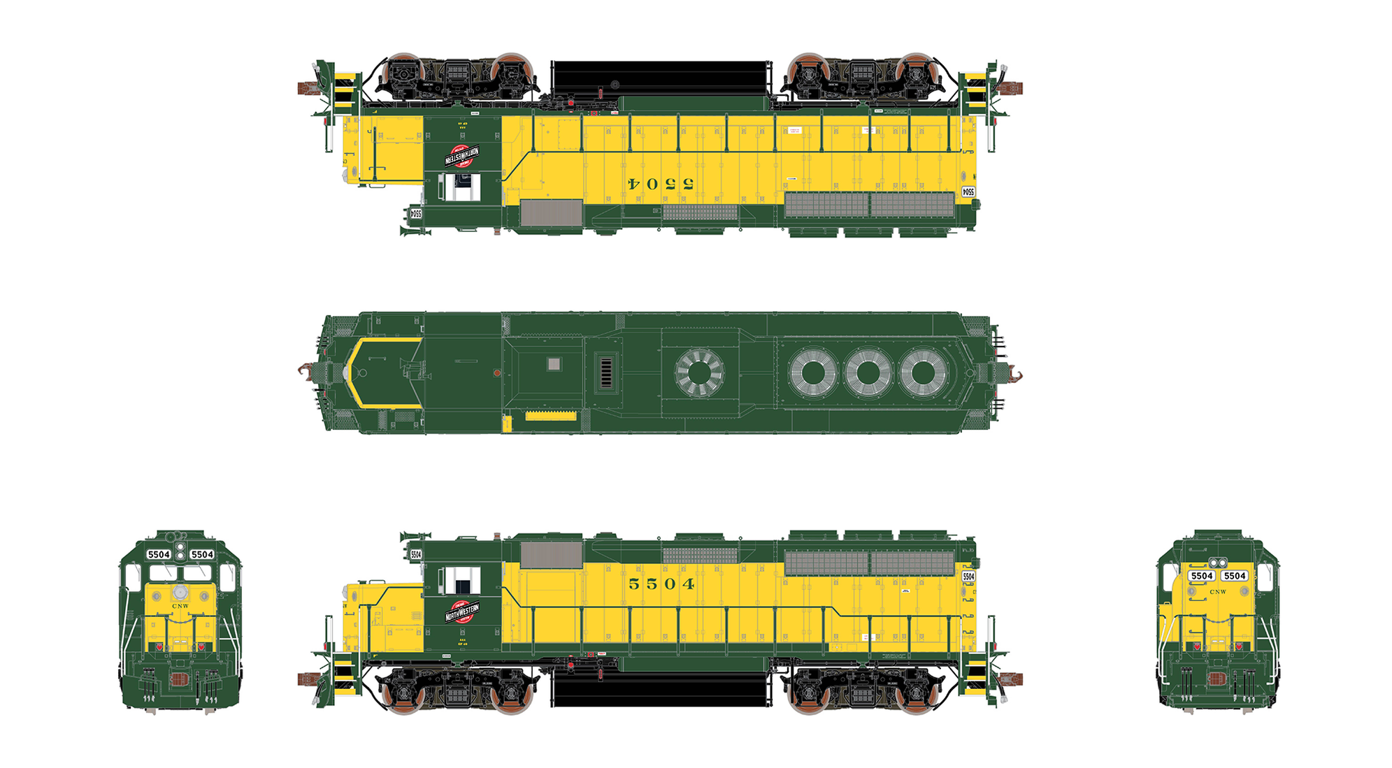 ScaleTrains Rivet 40166 HO Scale EMD GP40 Phase Ia OY C&NW 5504 — White Rose Hobbies