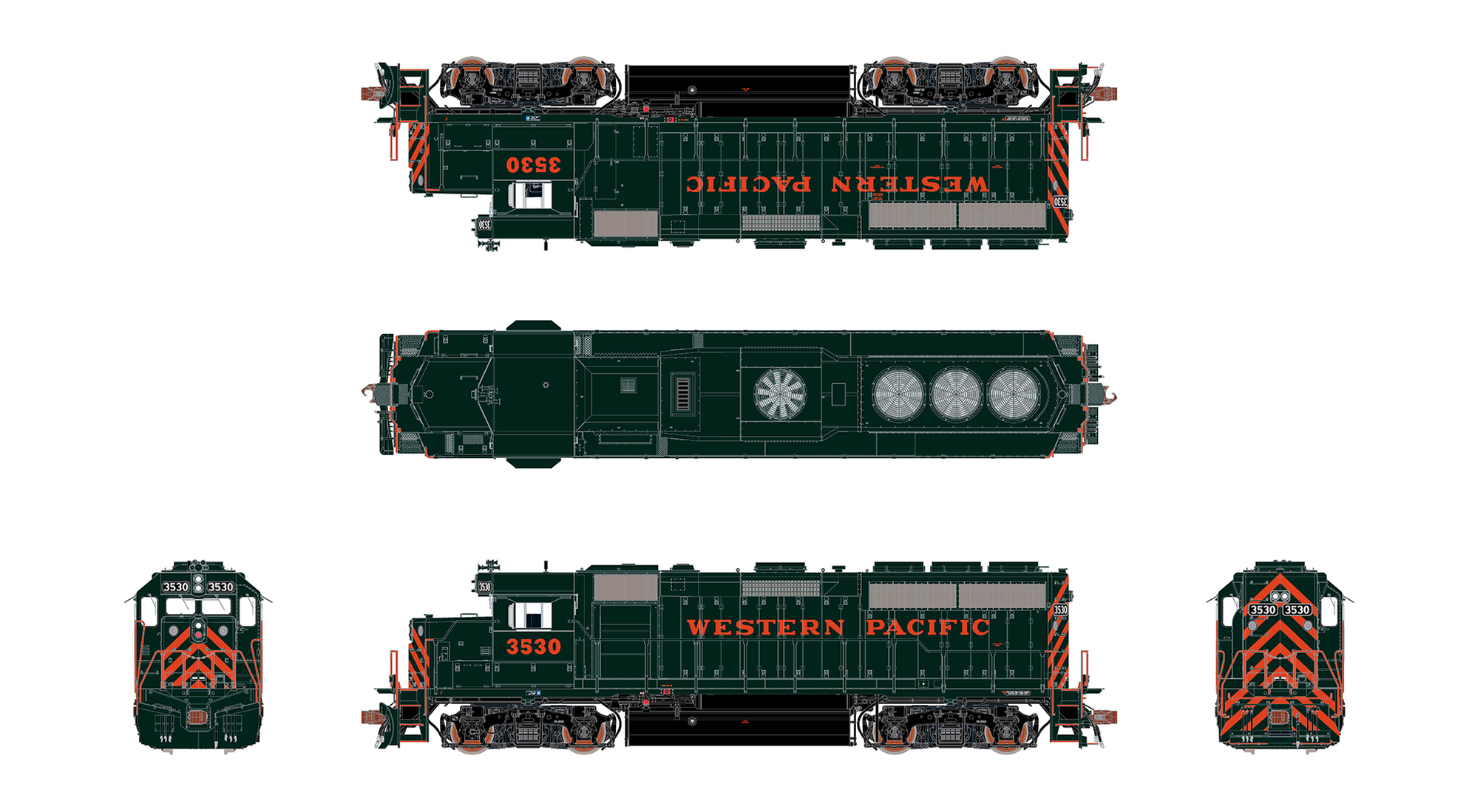 ScaleTrains Rivet 40229 HO Scale EMD GP40 Phase II Western Pacific WP ...