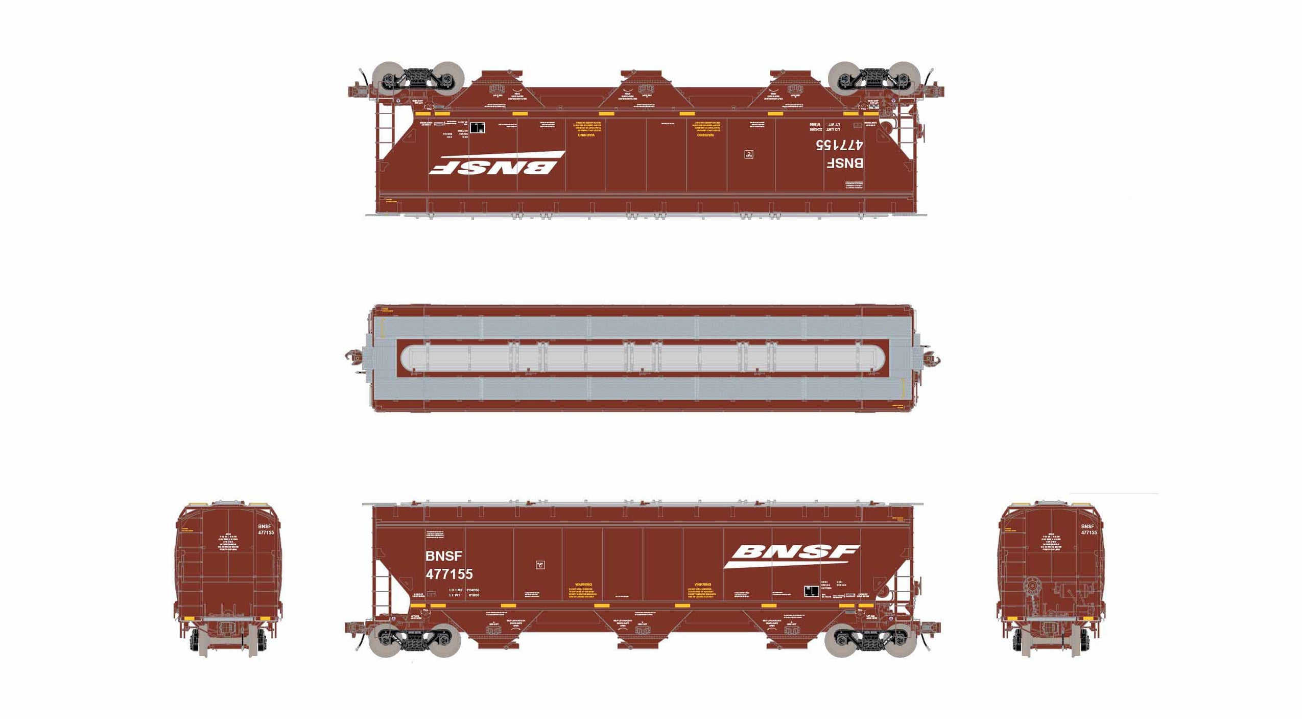 ScaleTrains Rivet 40314 HO Scale Gunderson 5188 Covered Hopper BNSF 47 ...