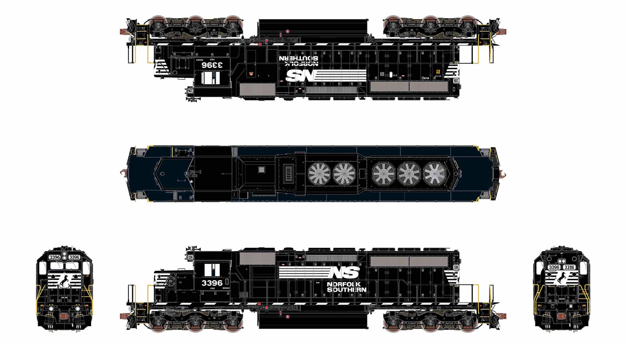 ScaleTrains Rivet 40799 HO Scale EMD SD40-2 Norfolk Southern NS 3396 - — White Rose Hobbies