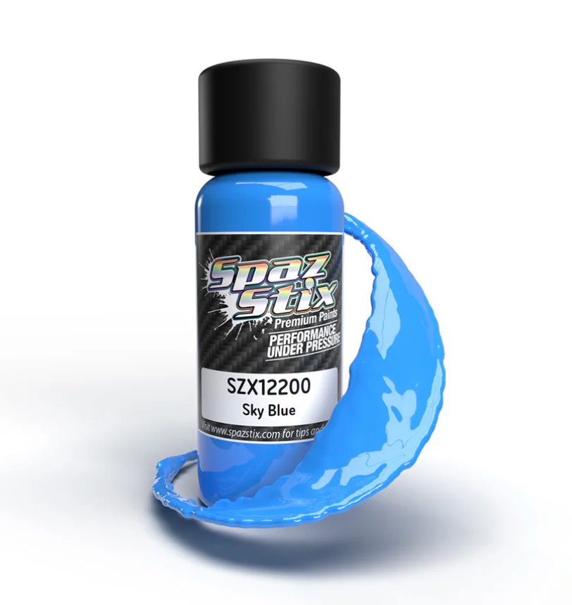 Spaz Stix 12200 Solid Sky Blue Airbrush Ready Paint, 2oz Bottle — White ...