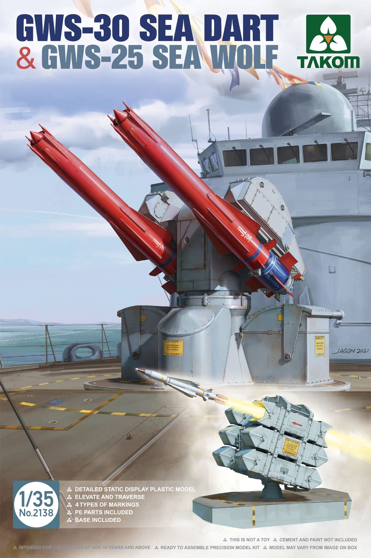 Takom 2138 1/35 GWS-30 Sea Dart & GWS-25 Sea Wolf Missile System Model ...