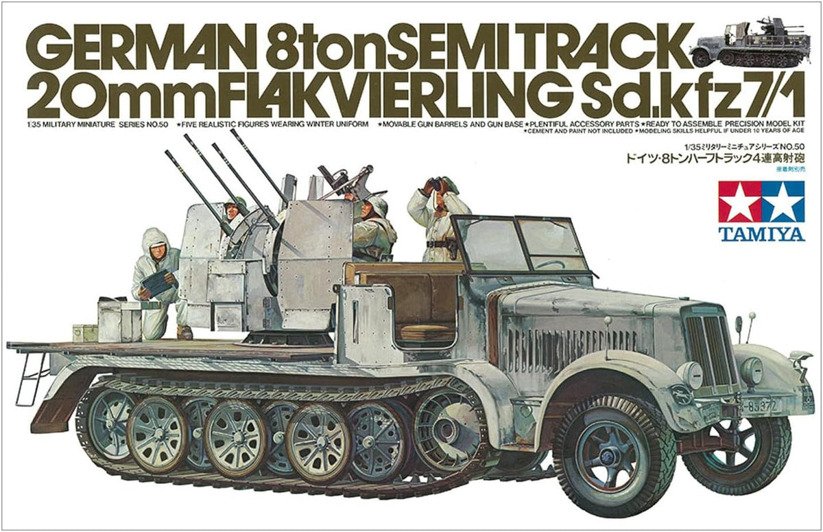 Tamiya 35050 1/35 German 8T Half Track Sdkfz 7/1 Model Kit — White Rose ...