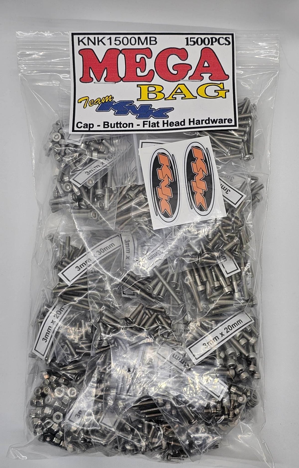 Team KNK (1500MB) Mega Bag Stainless Hardware Kit (1500 Pack) — White ...