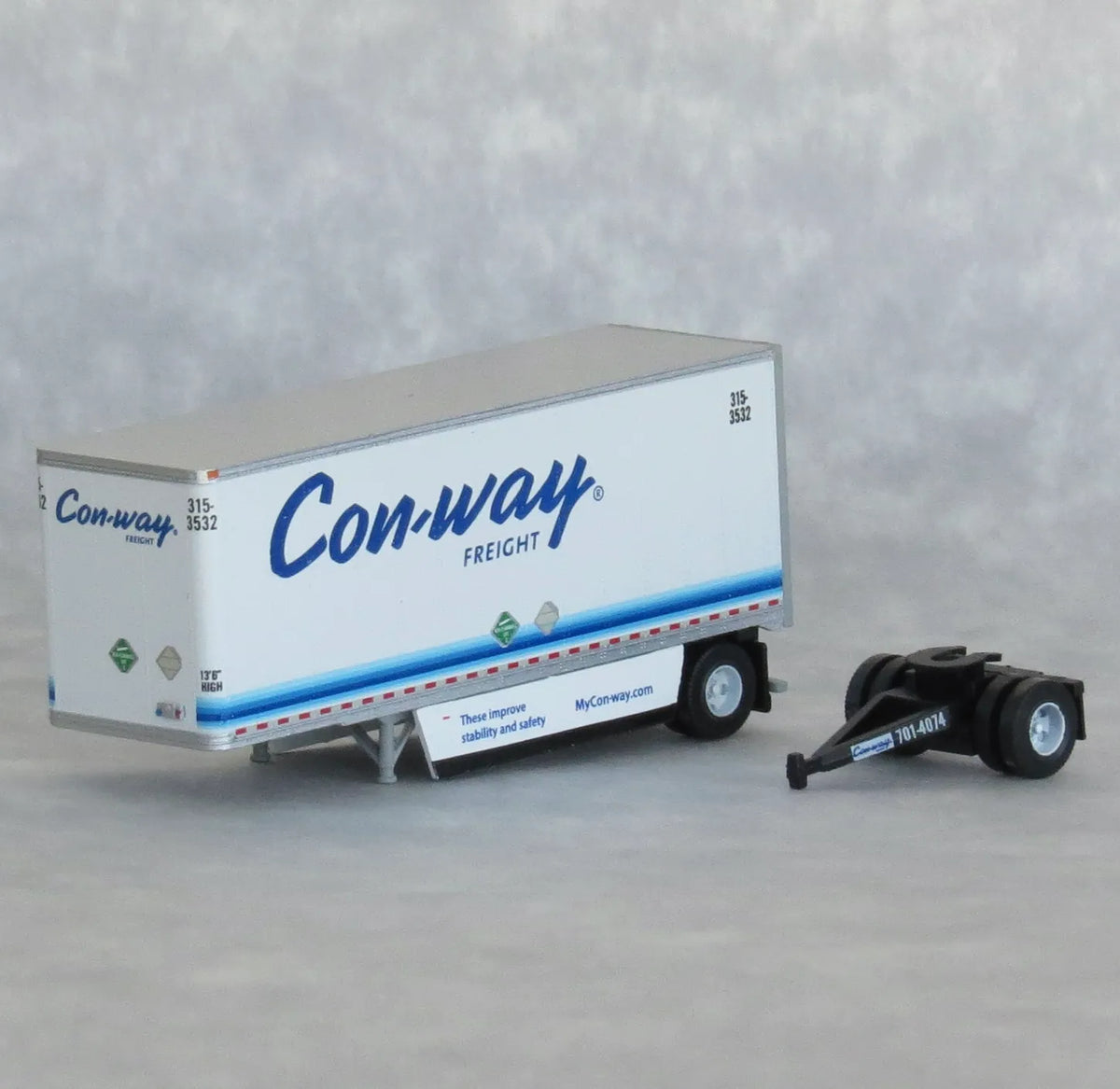 Trainworx 42891-07 N Scale 28′ Pup Semi Trailer Con-Way Freight 315353 ...