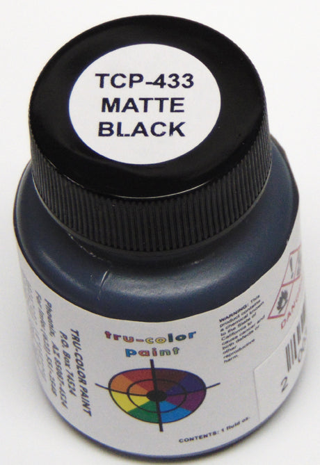 Tru-Color 433 Matte Black 1 oz. Acrylic Model Paint — White Rose Hobbies