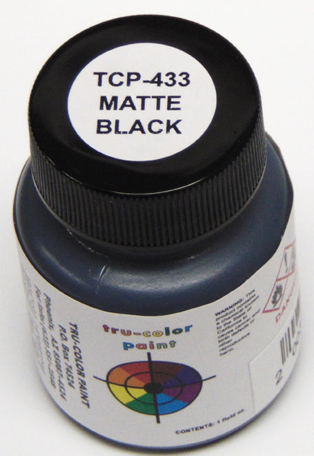 Tru-Color 433 Matte Black 1 oz. Acrylic Model Paint — White Rose Hobbies