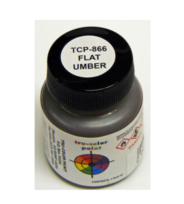 Tru-Color 866 Brushable Flat Umber 1 oz. Acrylic Model Paint — White ...